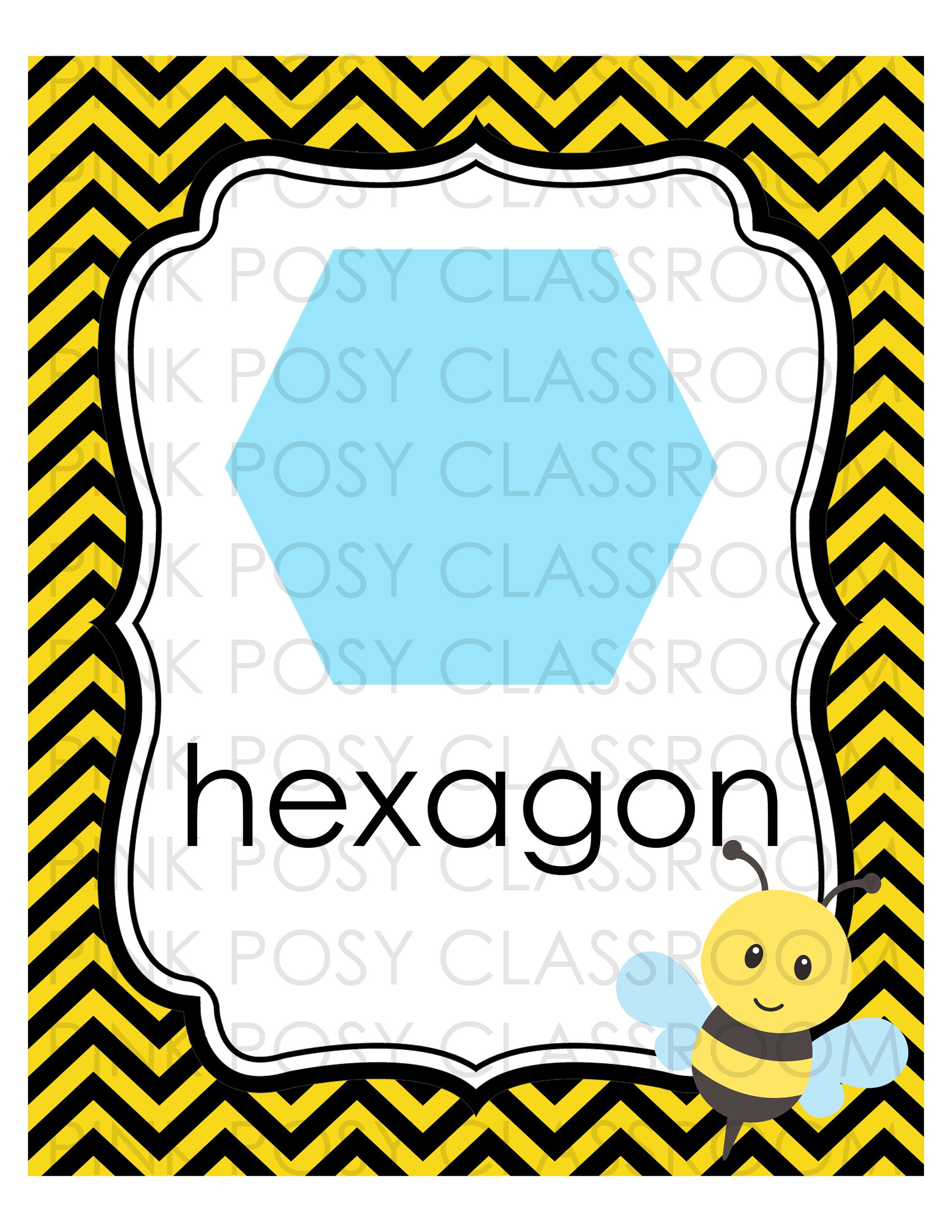 Bee Shape Posters, Classroom Decor, 2D Shape Posters, Printable Shape ...