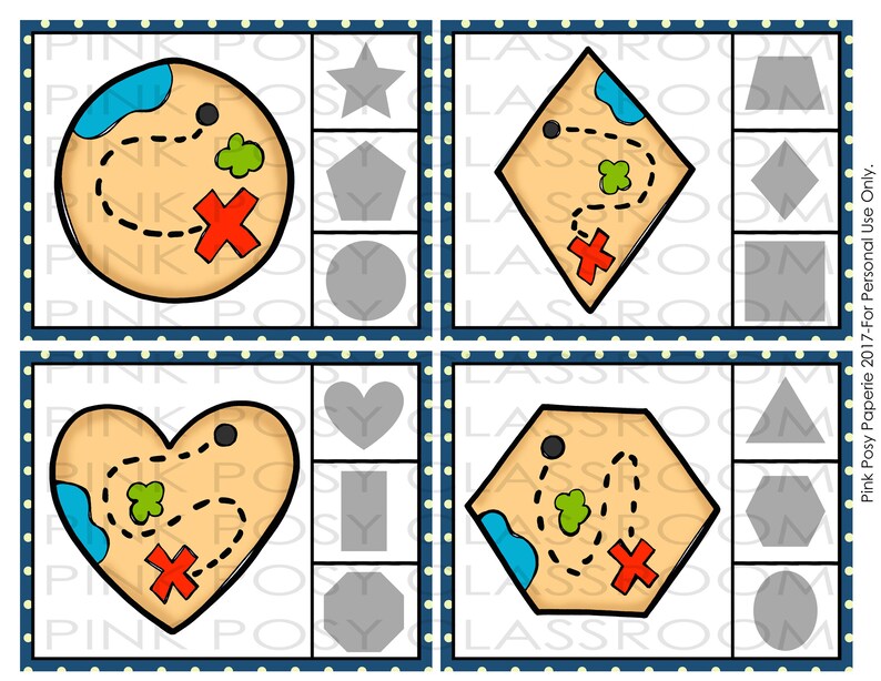 2D Shapes Flashcards Pirate Theme, Map Shapes Clip Cards, Shapes ...