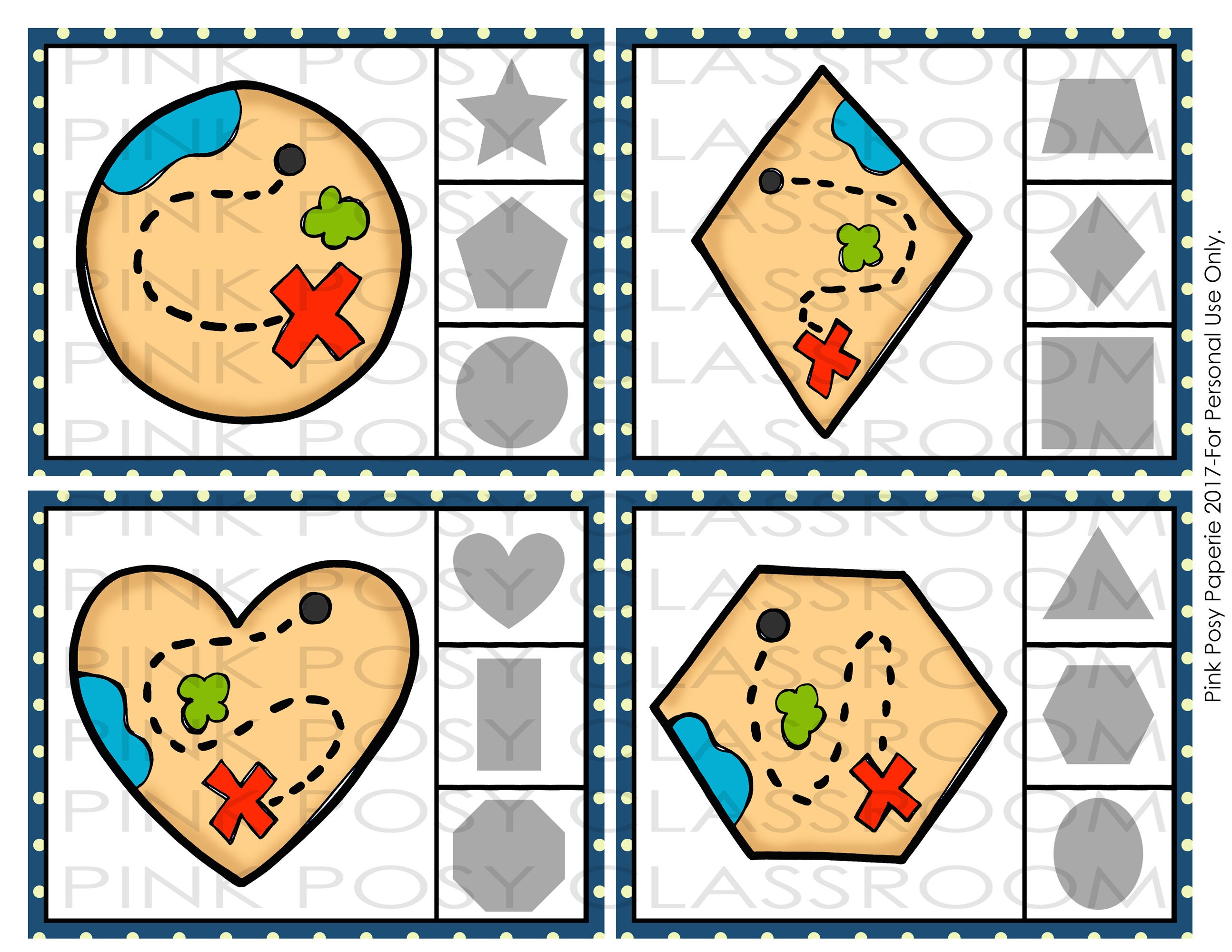 2D Shapes Flashcards Pirate Theme, Map Shapes Clip Cards, Shapes ...