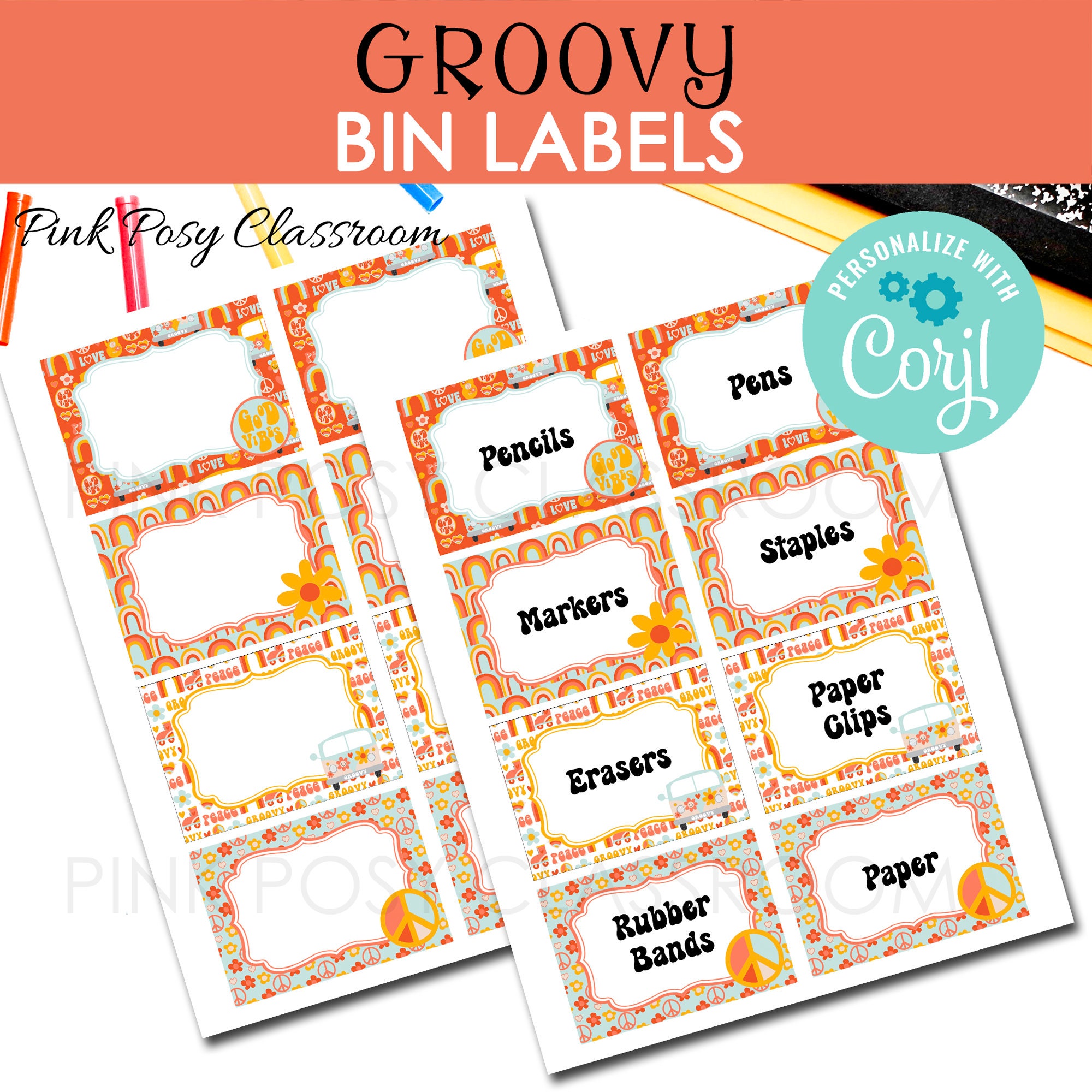 Editable Bin Labels, Groovy Classroom Labels, Classroom Decor ...