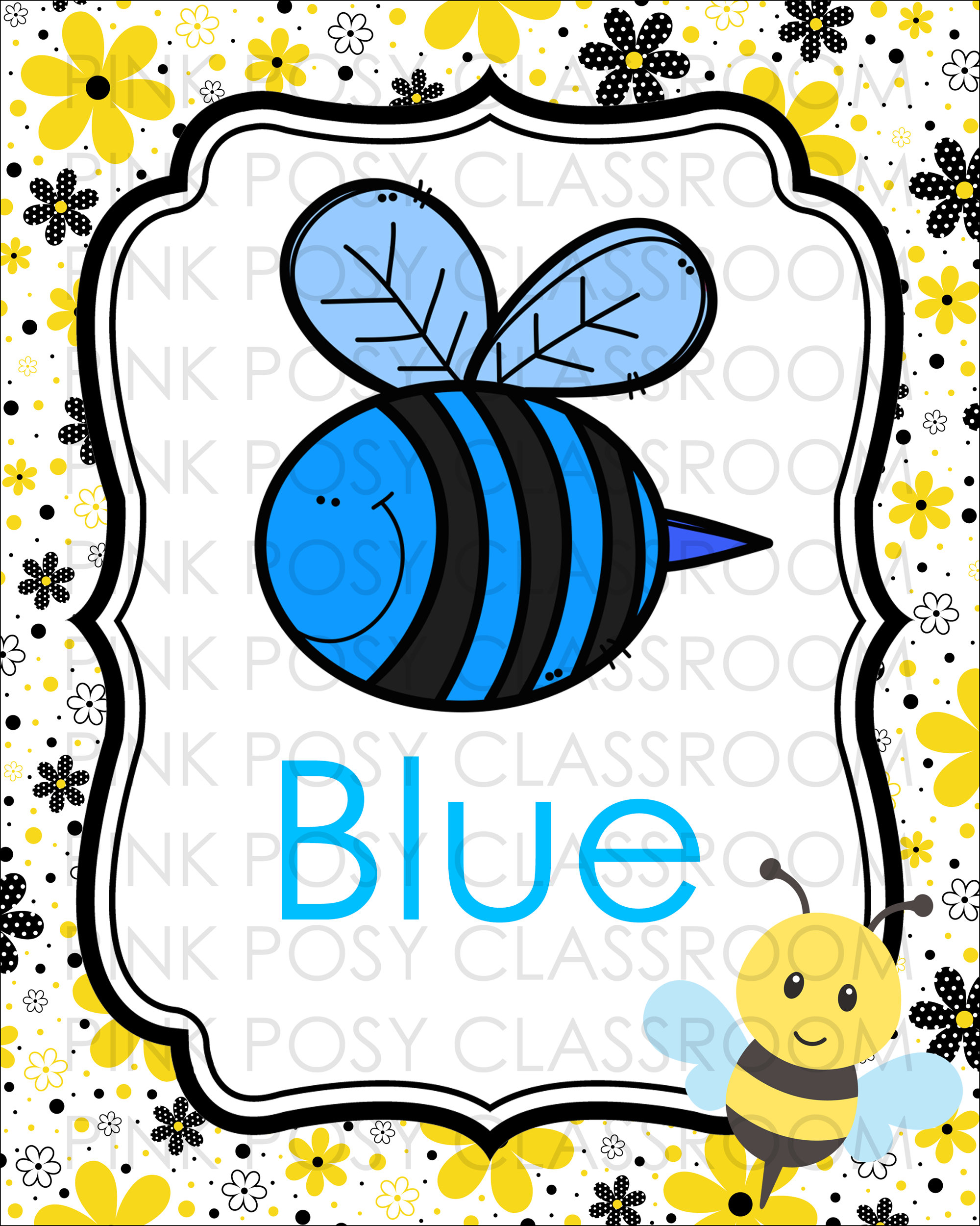 Bee Color Posters, Classroom Decor, Colors Recognition, Printable Color ...
