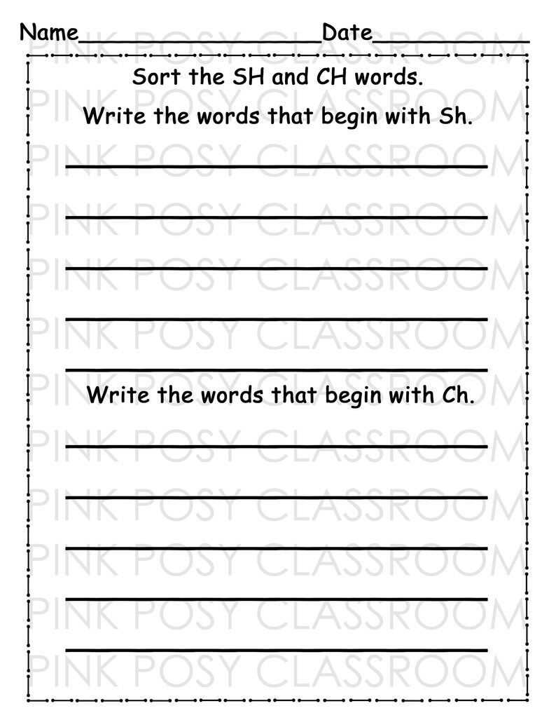 Consonant Blends Vocabulary Cards, Blends Sh & Ch Printable, Blends ...