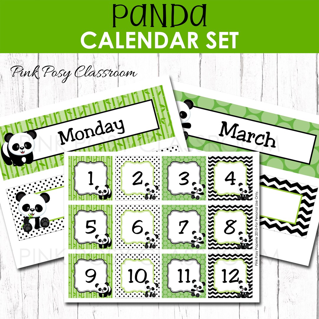 Panda Calendar Set, Classroom Calendar Set, Classroom Decor, Number ...