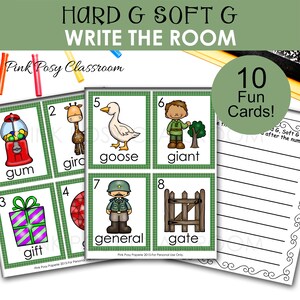 Hard G Soft G Vocabulary Cards, Beginning Sounds Printable, Phonics ...