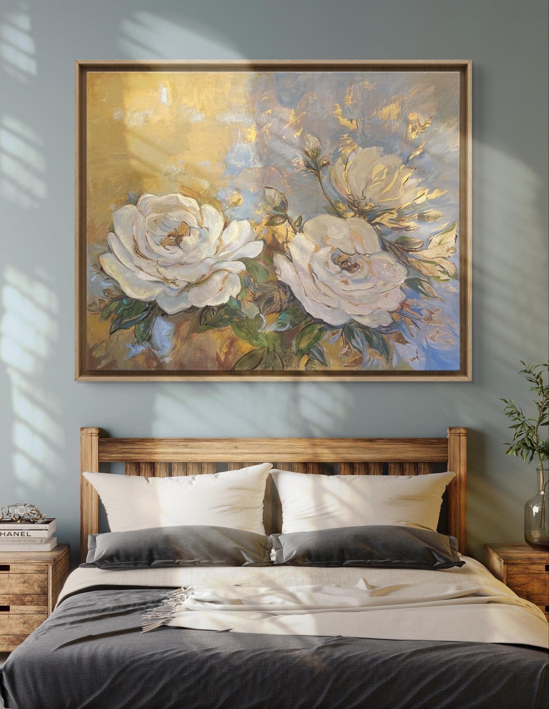 Vintage White Roses Art Print | Fine Oil Painting | Digital Download ...
