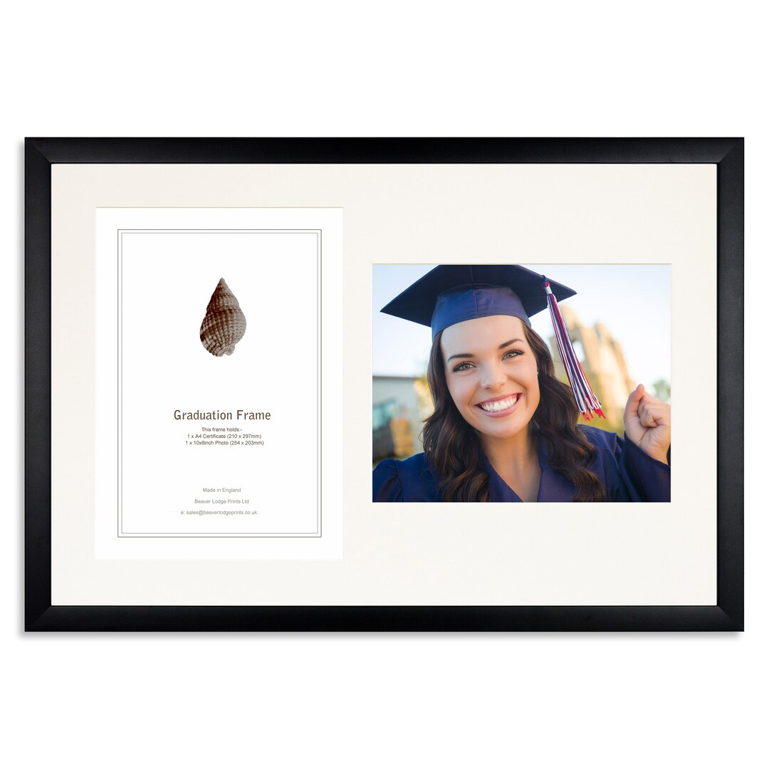 Graduation Frame A4 Certificate and 10x8in Photos REAL GLASS Wooden ...
