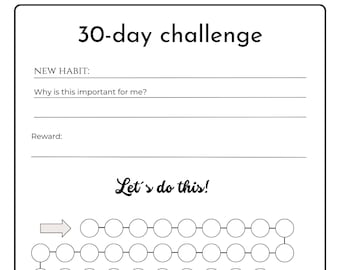 30 Day Challenge Tracker Printable Printable Habit Tracker PDF ...