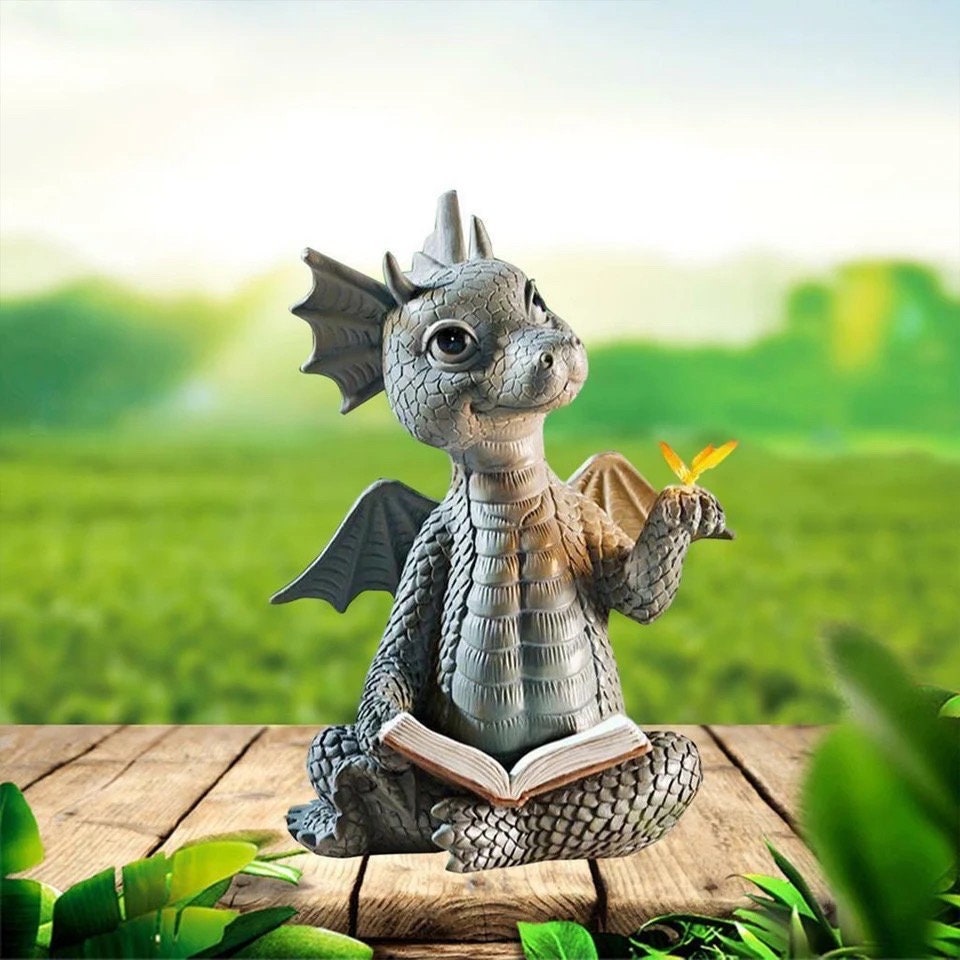 Dragon Reading Book Statue for Book & Dragon Lover Fourth Wing - Etsy