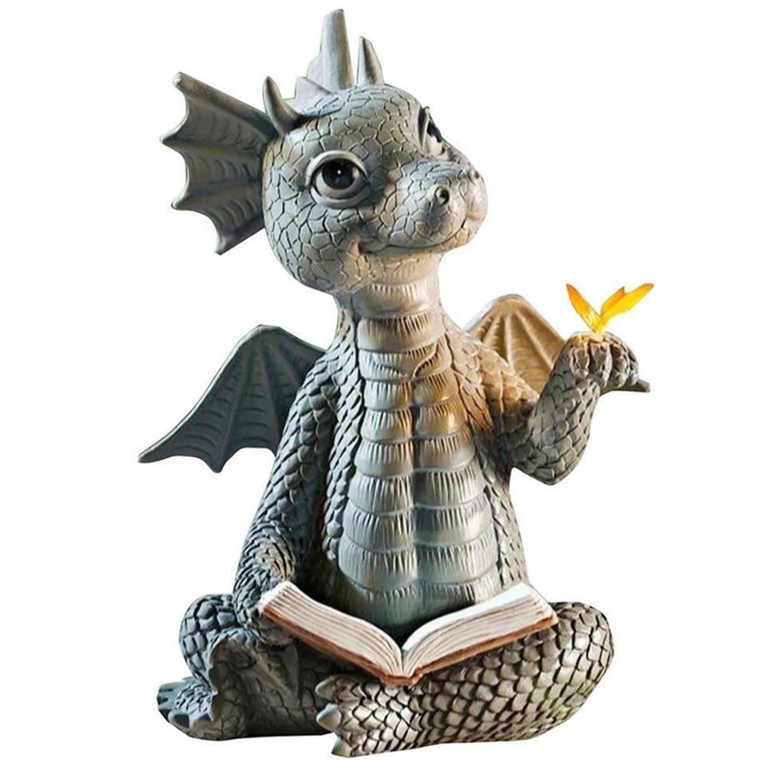 Dragon Reading Book Statue for Book & Dragon Lover Fourth Wing - Etsy