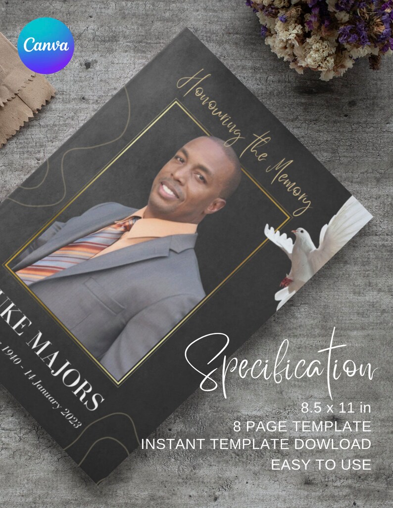 Funeral Order of Service Booklet (8.5 X 11 In) - Etsy