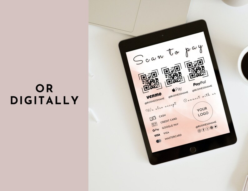 Scan to Pay Card Scan to Pay Sign Scan to Pay Template Pay Here Sign ...