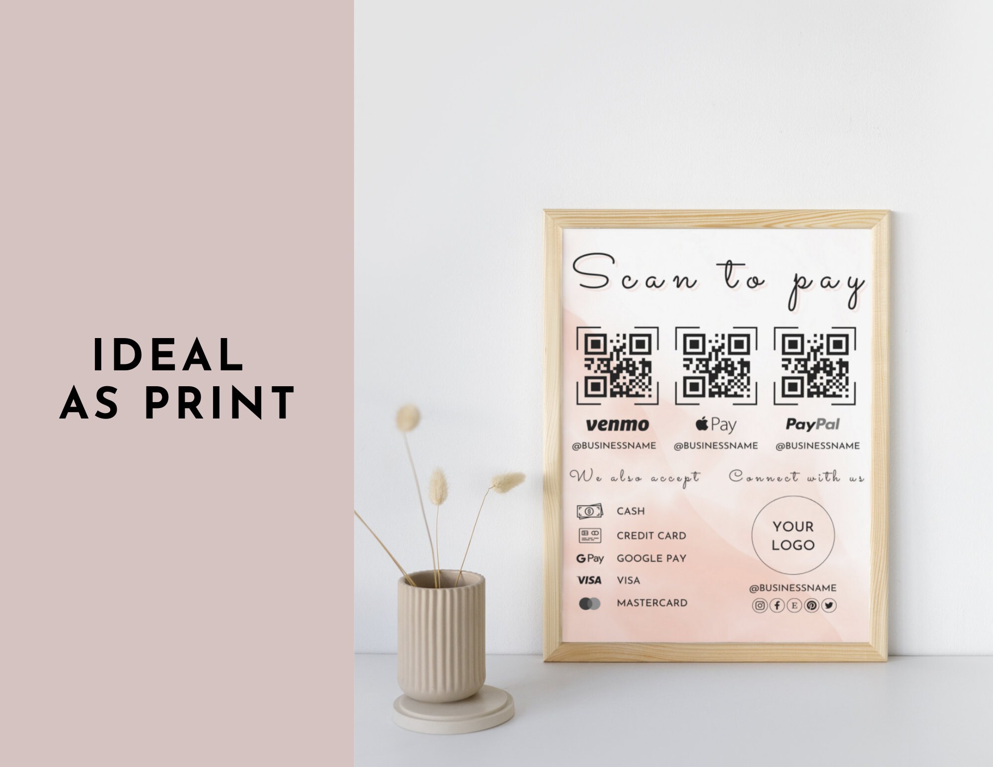 Scan to Pay Card Scan to Pay Sign Scan to Pay Template Pay Here Sign ...