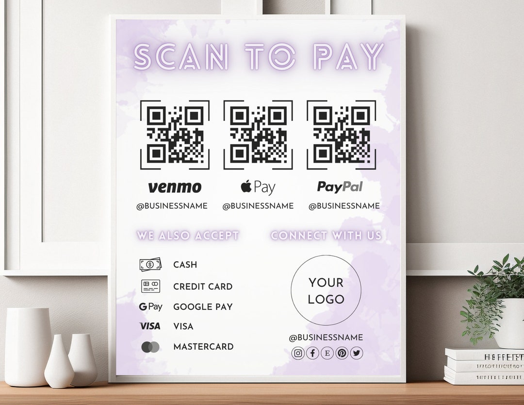 Scan to Pay Card Scan to Pay Sign Scan to Pay Template Pay Here Sign ...