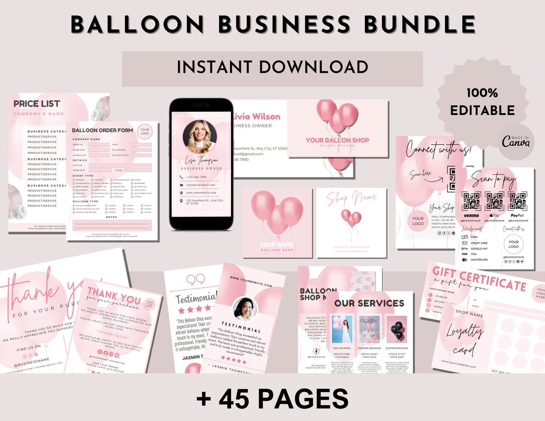 Balloon Business Bundle Balloon Order Form Balloon Artist Contract ...