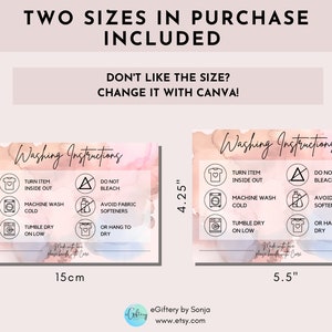 Editable Washing Instructions Card Template Printable Clothing Care ...