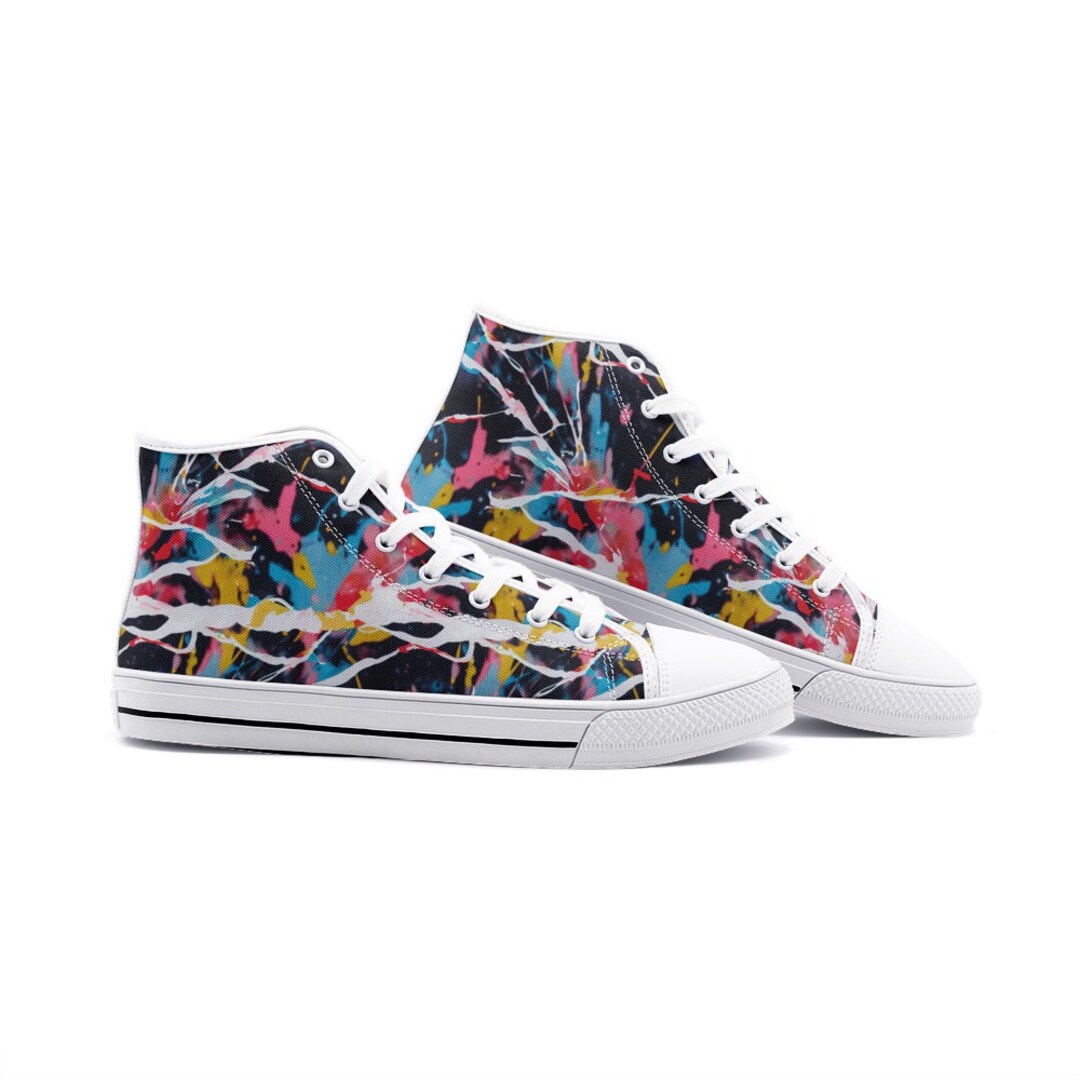 Paint Splat High Tops, Casual Shoes, Abstract Shoes, Custom Shoes, Mens ...