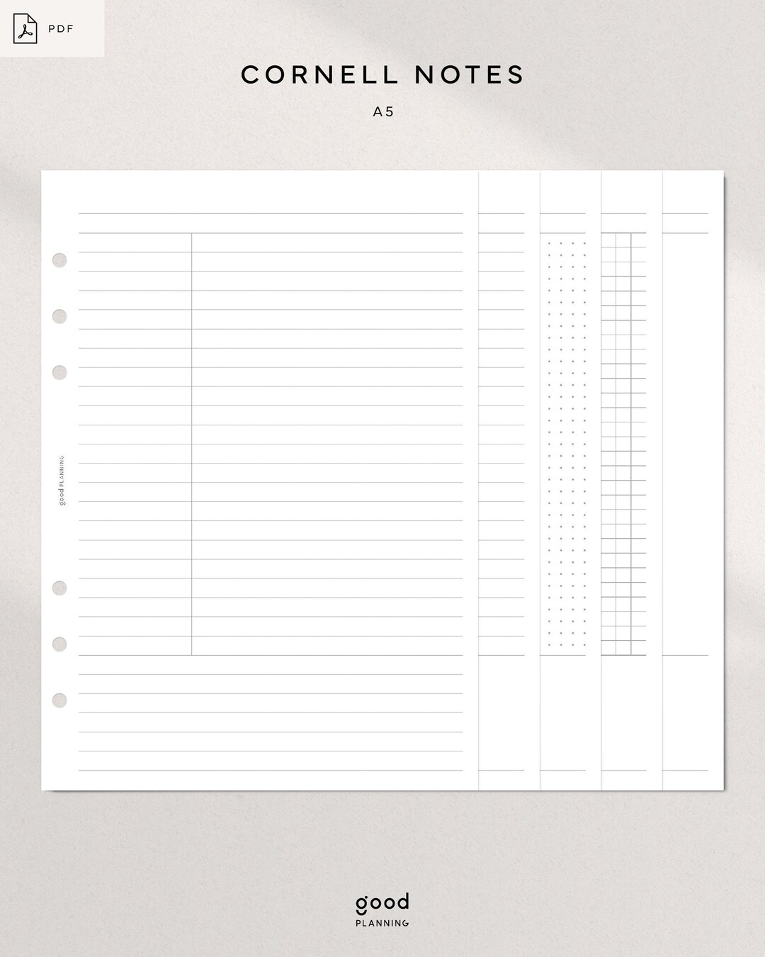 Cornell Notes Set| A5 | Printable PDF | Planner Inserts Template |lined ...