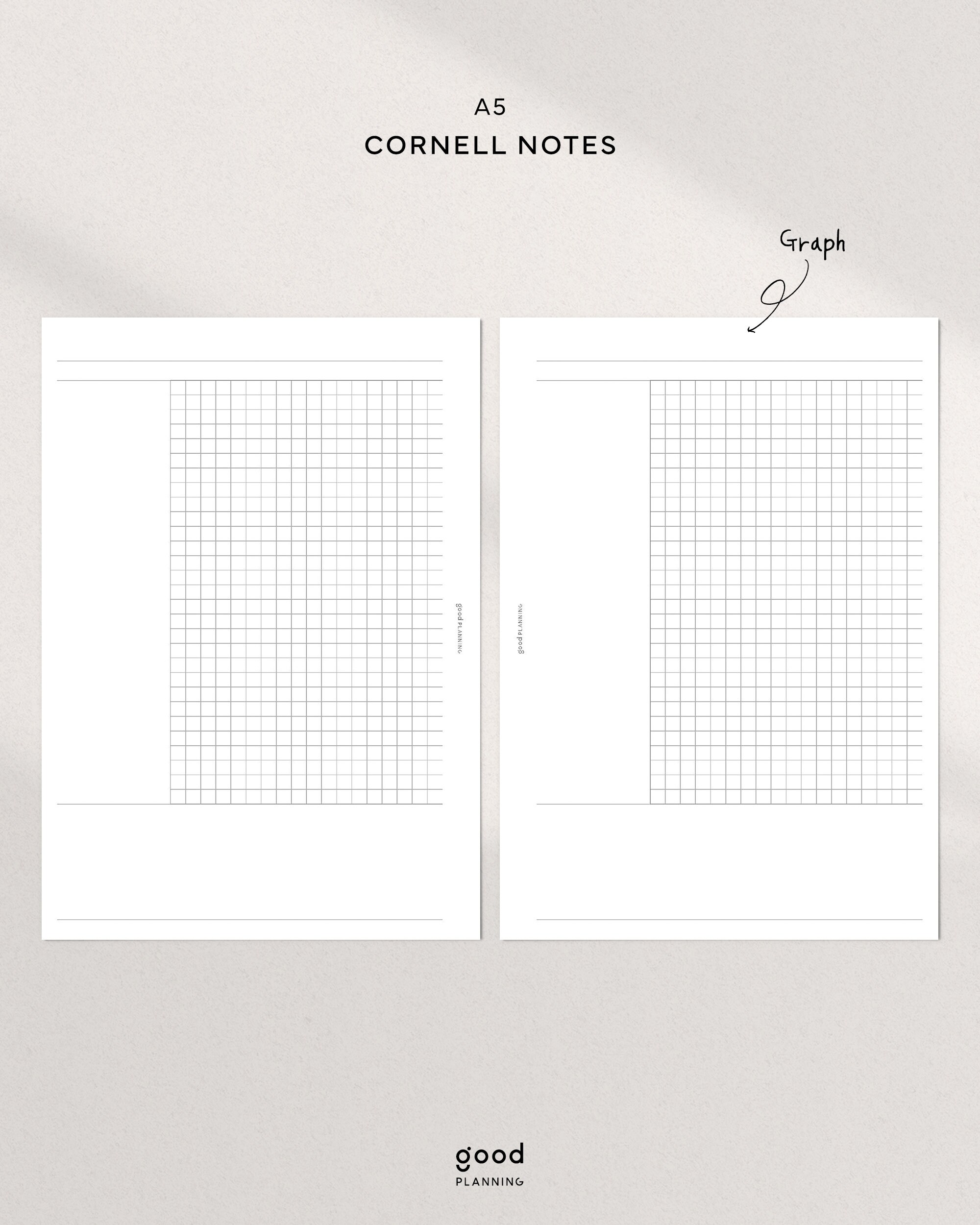 Cornell Notes Set A5 Printable PDF Planner Inserts Template lined,ruled ...