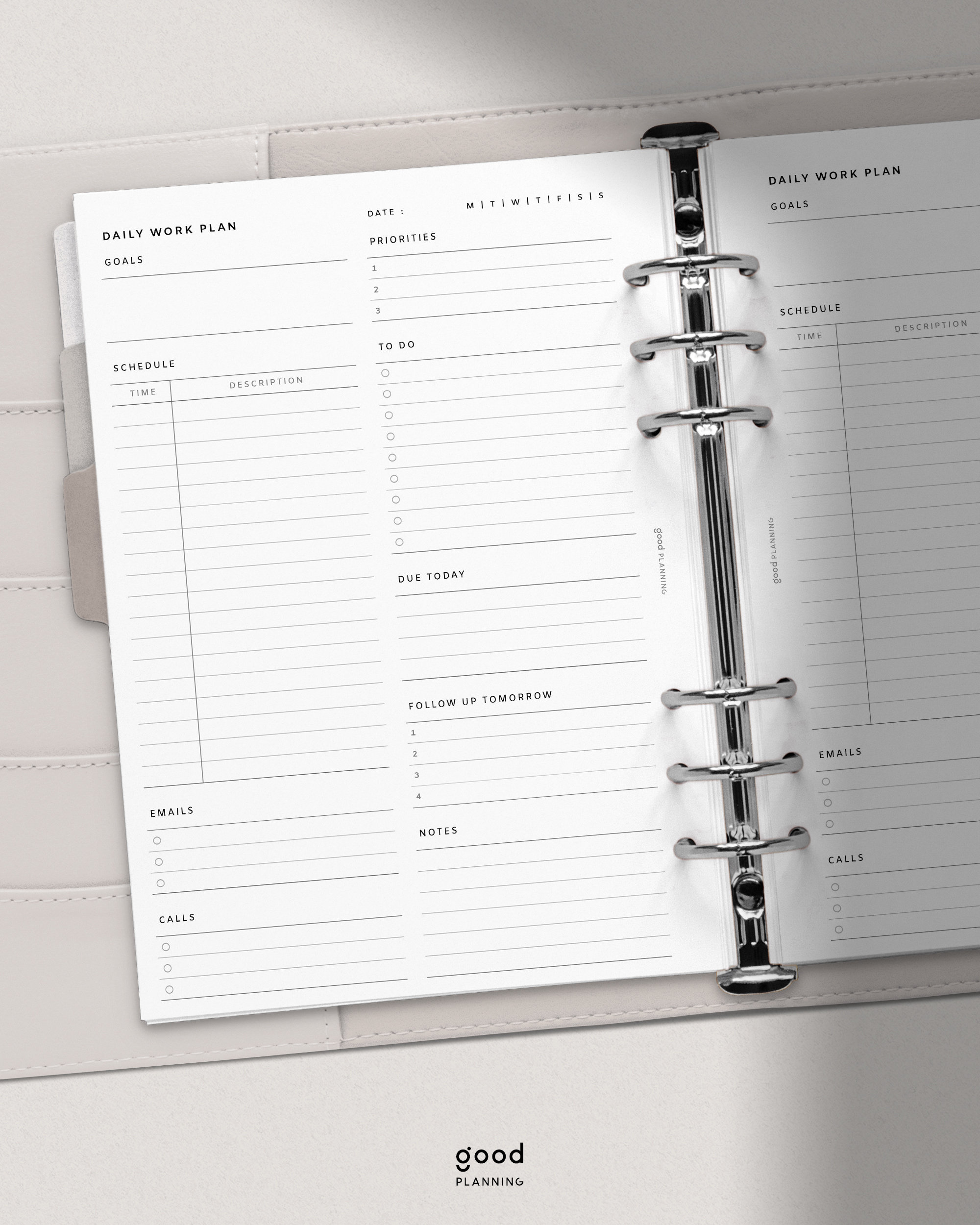 Daily Work Planner|a5 Printable|work From Home Organizer|work Day ...