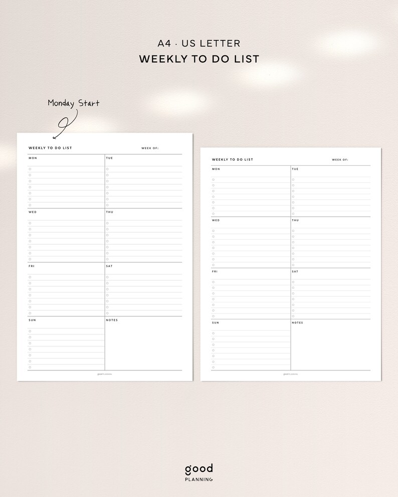 Weekly to Do List Planner | A4, Letter Printable PDF | A Week on a Page ...