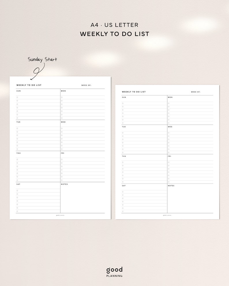 Weekly to Do List Planner | A4, Letter Printable PDF | A Week on a Page ...
