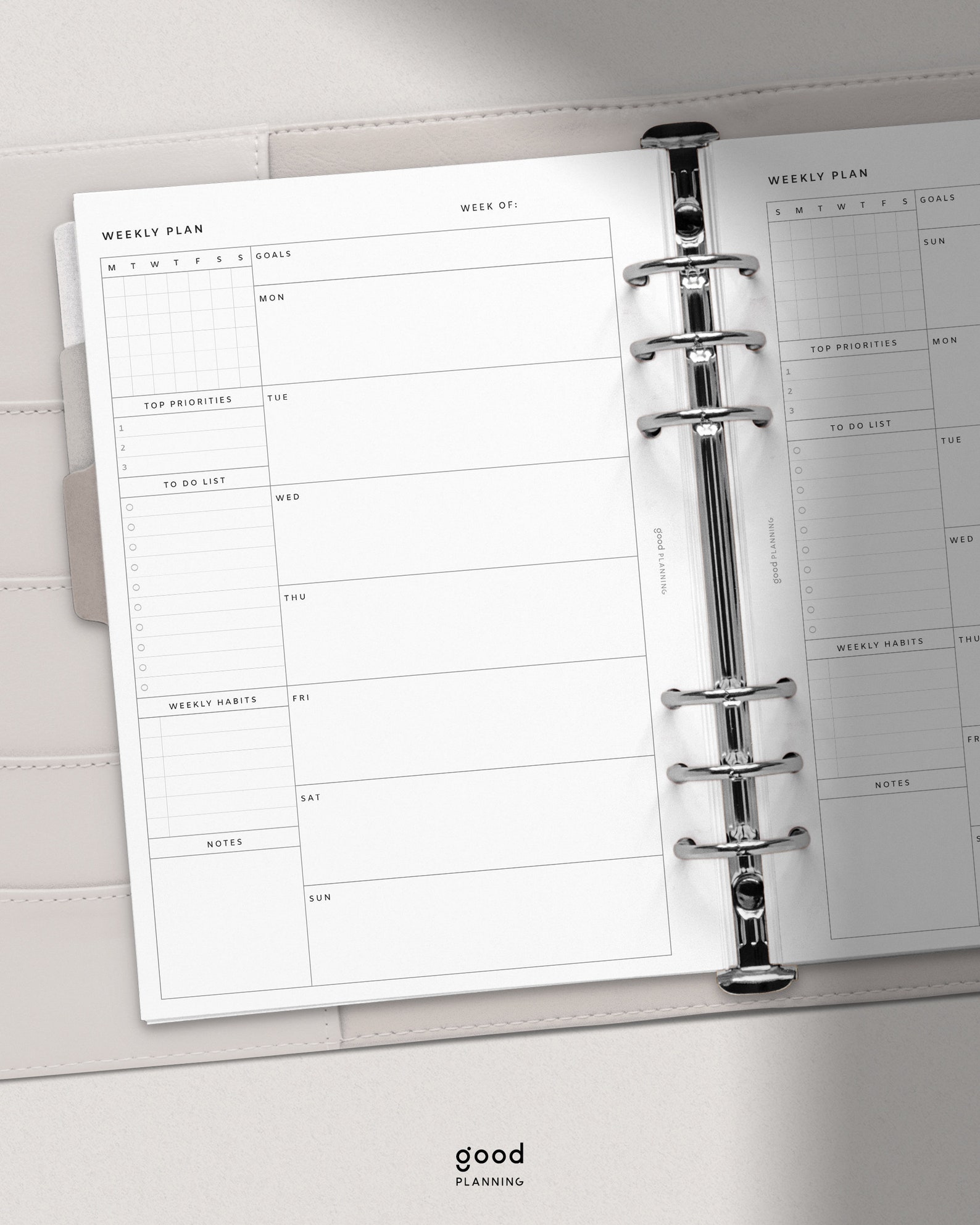 Weekly Planner | A5 Ring Printable Planner Inserts PDF | WO1P Layout ...