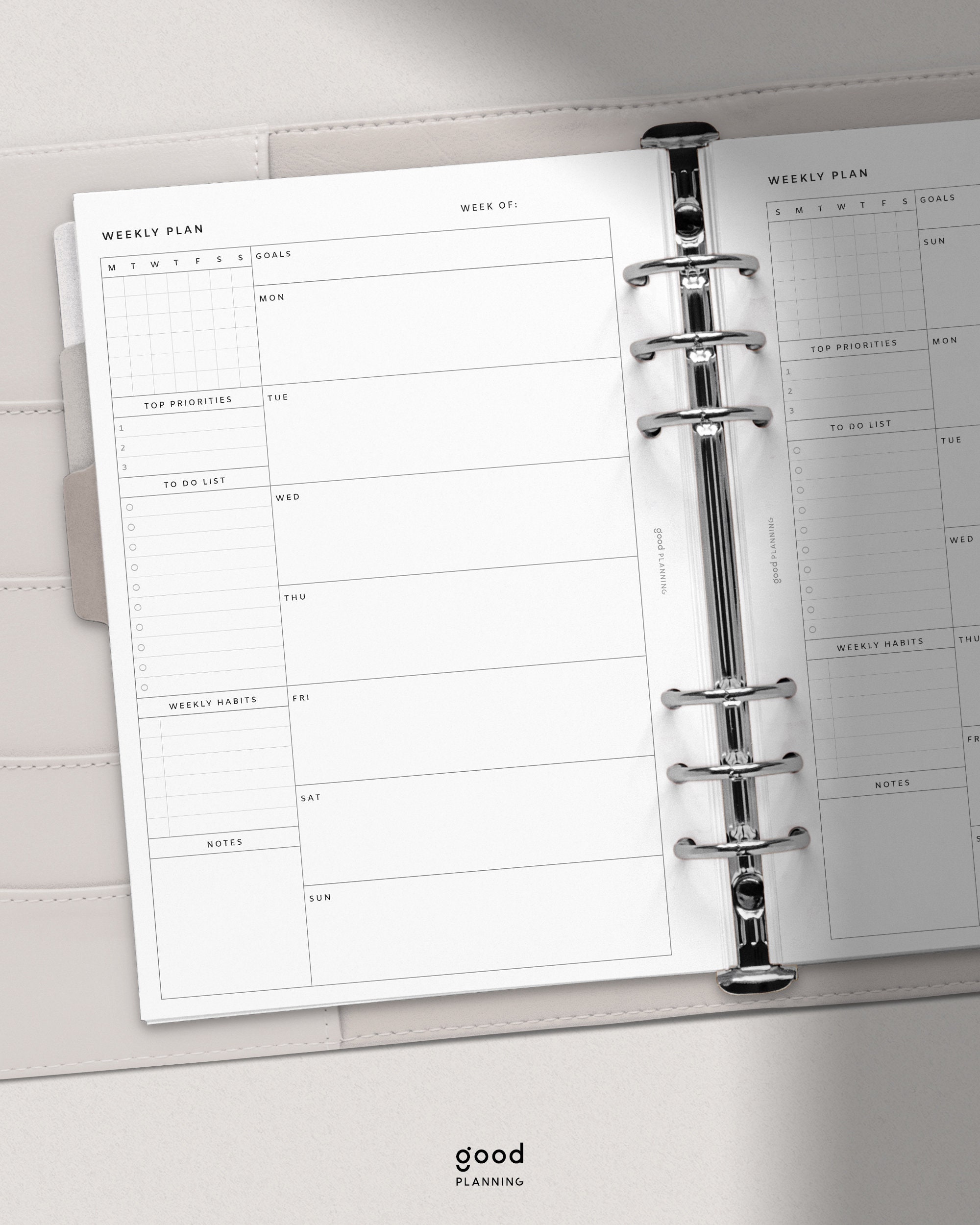 Weekly Planner | A5 Ring Printable Planner Inserts PDF | WO1P Layout ...