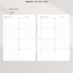 Weekly to Do List Planner | A5 Printable Inserts PDF | A Week on a Page ...