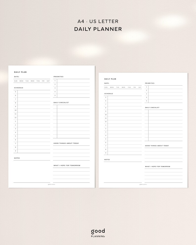 Daily Planner Printable | A4 US Letter, PDF| Hourly Schedule | Today ...