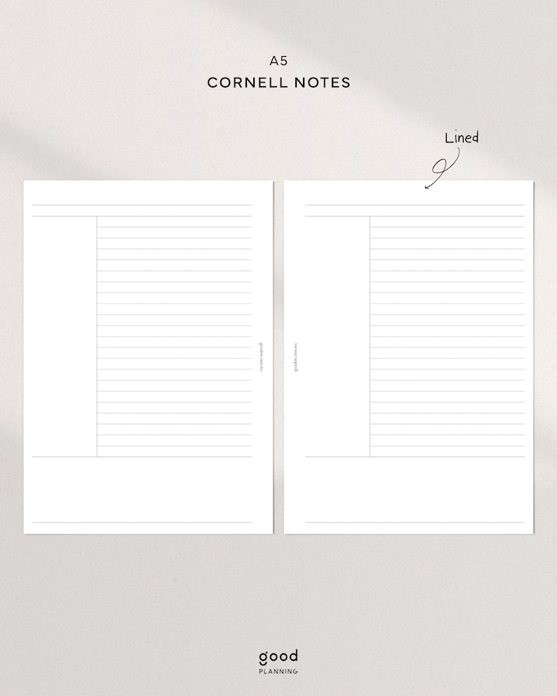 Cornell Notes Set| A5 | Printable PDF | Planner Inserts Template |lined ...
