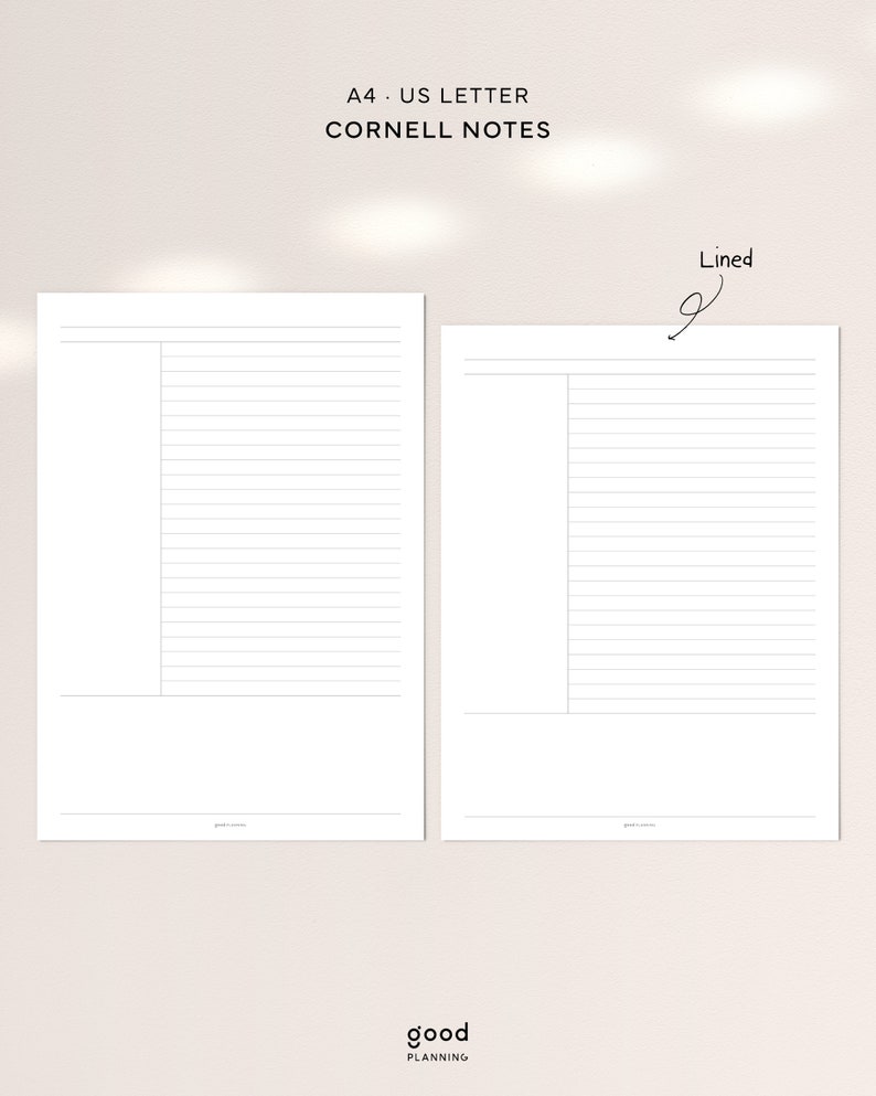 Cornell Notes Set| A4, US Letter | Printable PDF |lined,graph,dot Grid ...