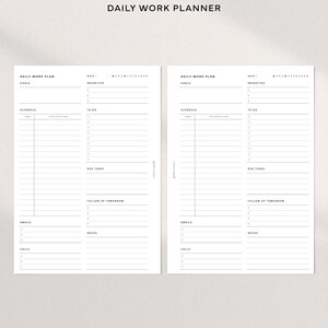 Daily Work Planner|a5 Printable|work From Home Organizer|work Day ...