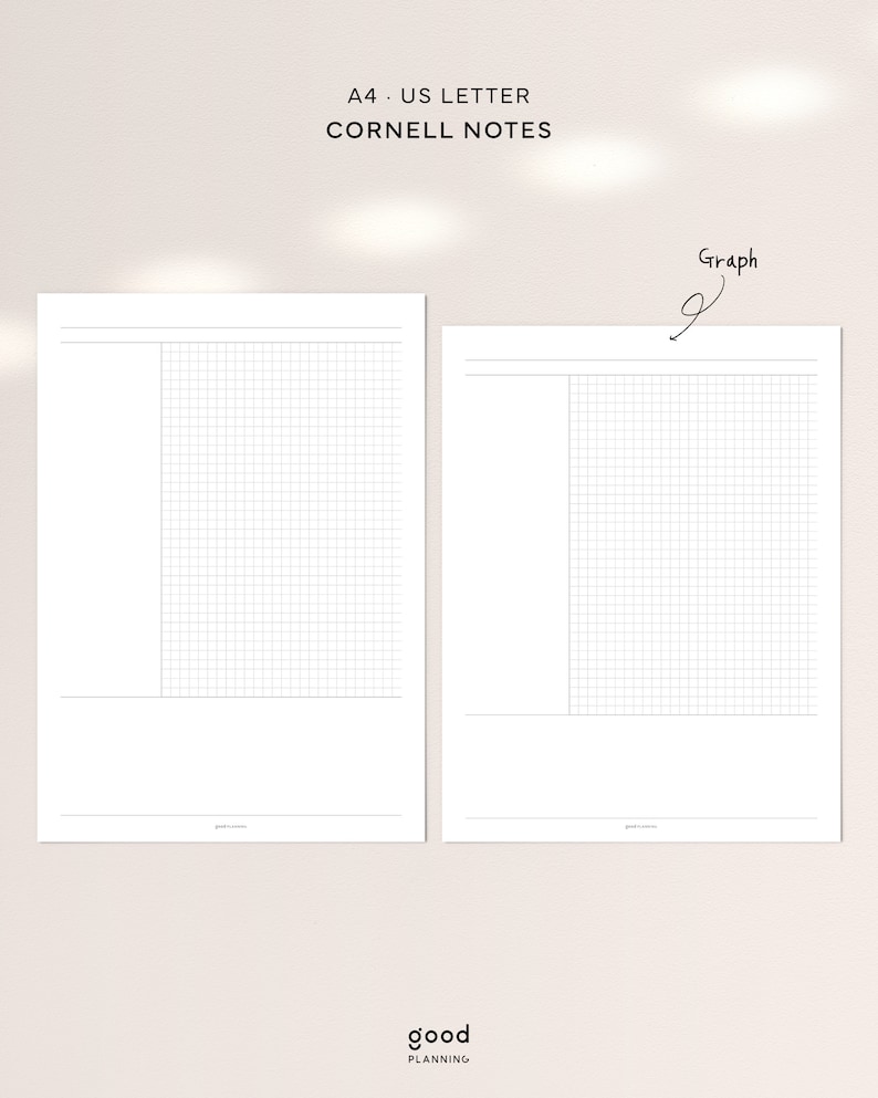 Cornell Notes Set| A4, US Letter | Printable PDF |lined,graph,dot Grid ...