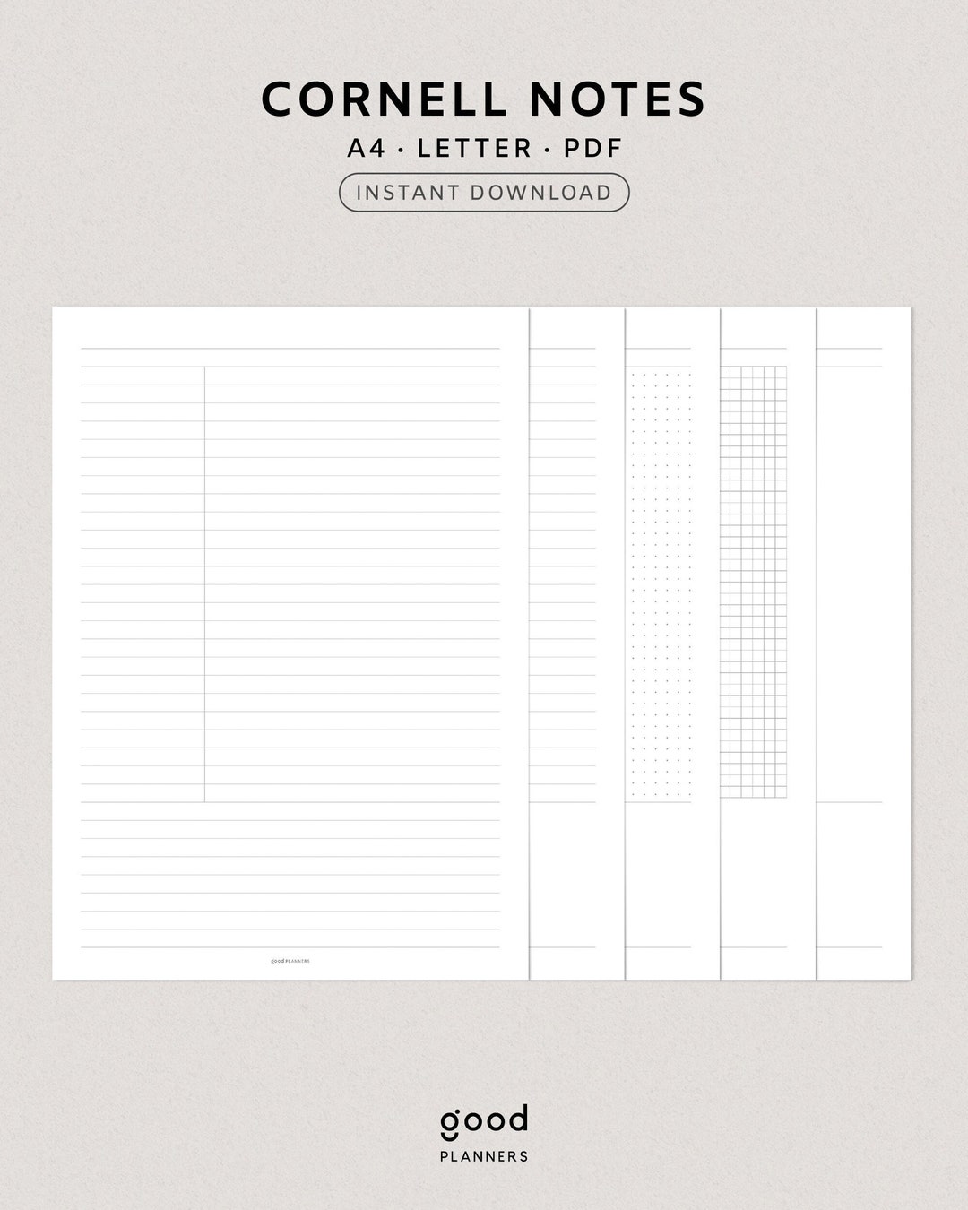 Cornell Notes Set A4 US Letter Printable PDF - Etsy