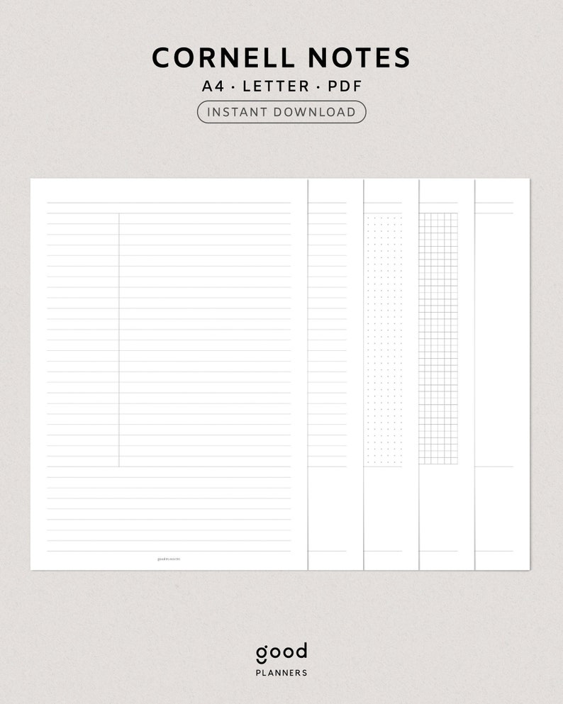 Cornell Notes Set A4 US Letter Printable PDF - Etsy