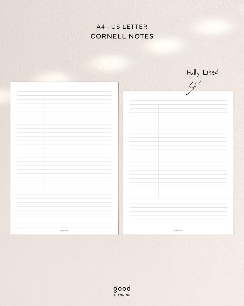 Cornell Notes Set| A4, US Letter | Printable PDF |lined,graph,dot Grid ...