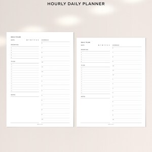 Hourly Daily Planner Printable | A4, US Letter | Simple Today Template ...