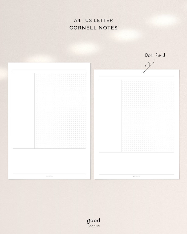 Cornell Notes Set| A4, US Letter | Printable PDF |lined,graph,dot Grid ...