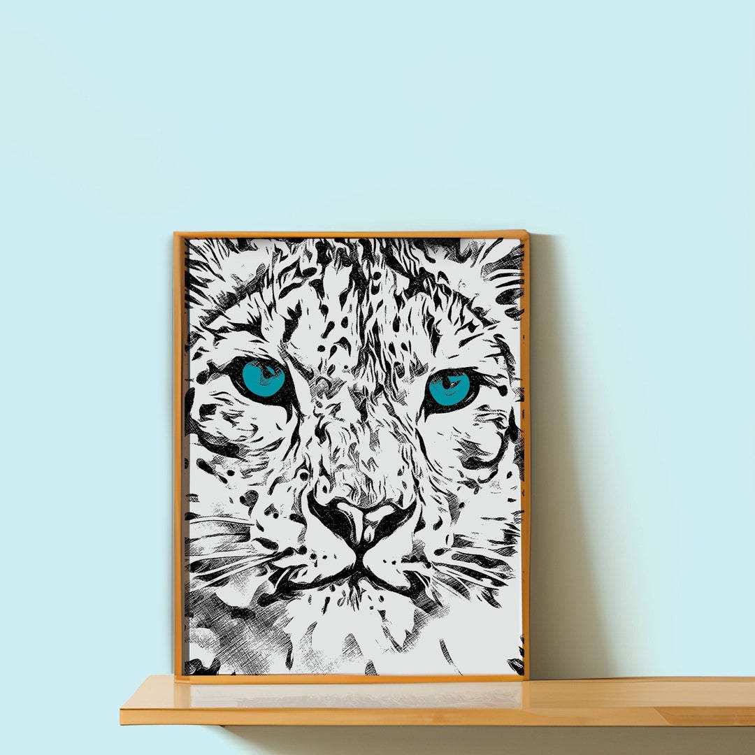 Snow Leopard Face Print, Snow Leopard Poster, Printable Wall Art ...