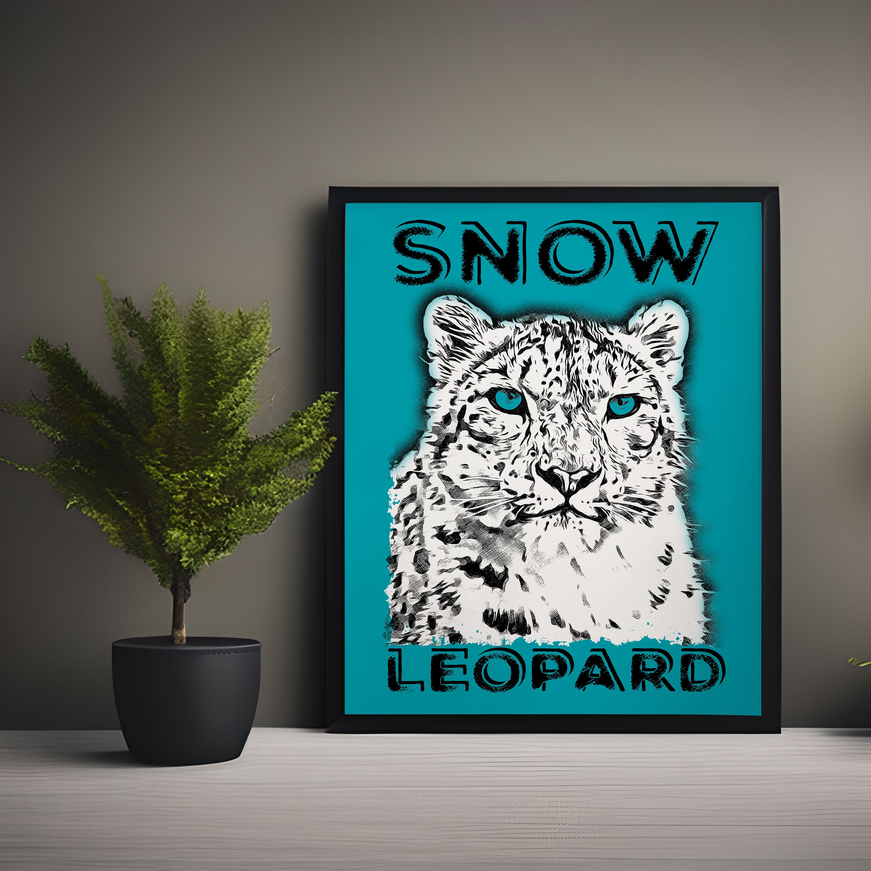 Snow Leopard Print, Snow Leopard Poster, Printable Wall Art, Digital ...