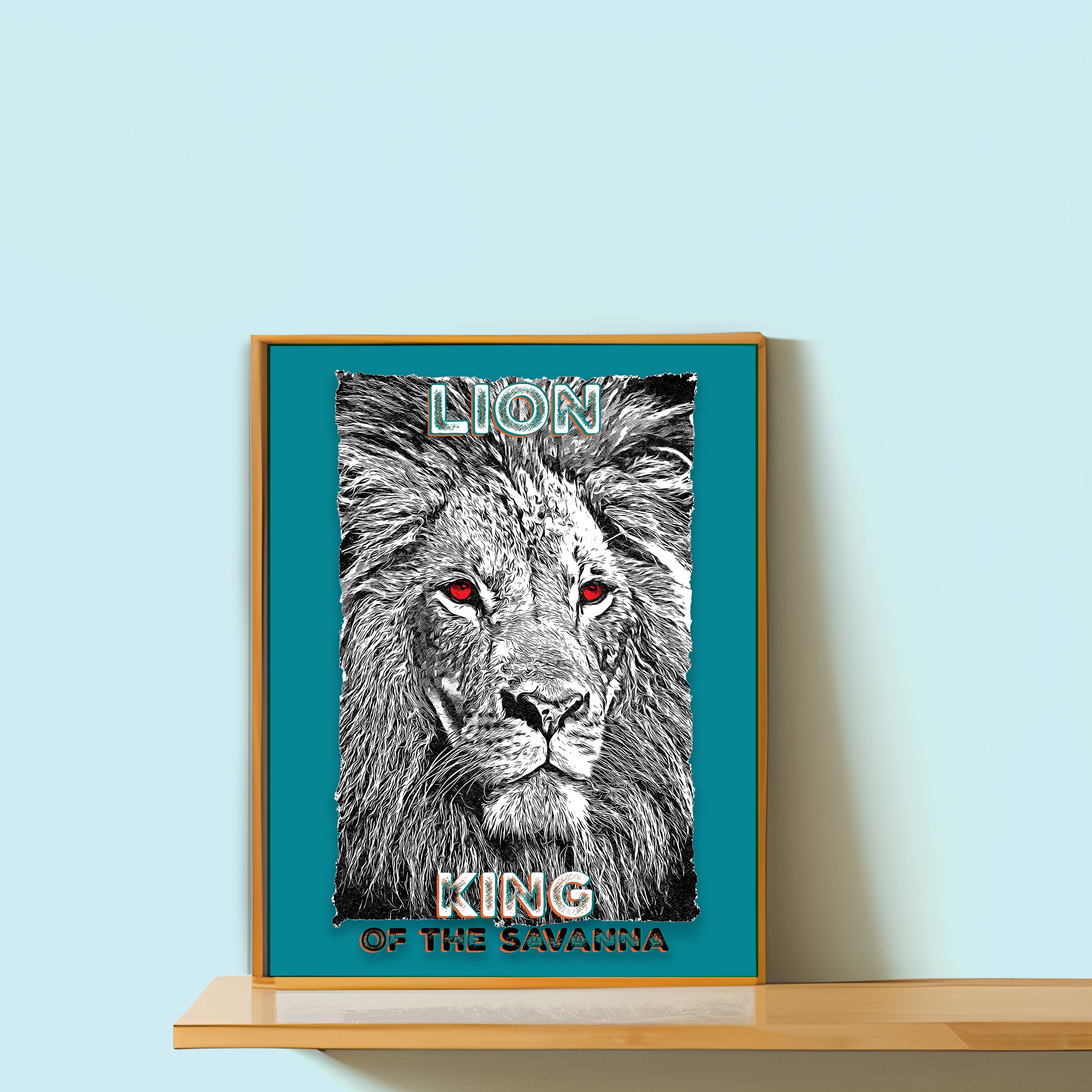 Lion Print, Lion Poster, Printable Wall Art, Digital Painting Wall Art ...