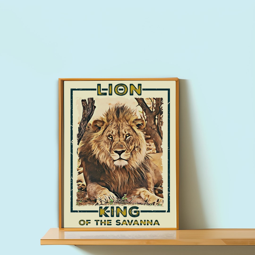 Lion Print, Lion Poster, Printable Wall Art, Digital Painting Wall Art ...