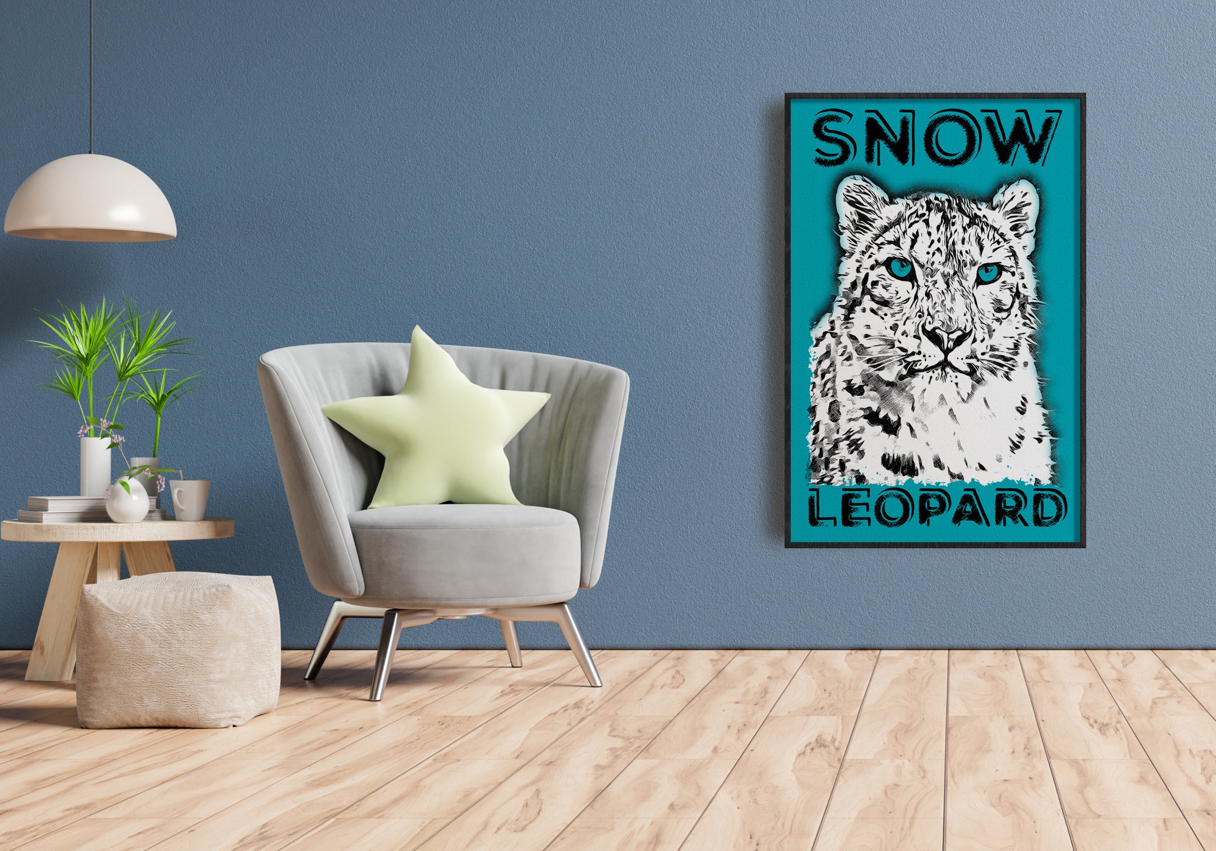 Snow Leopard Print, Snow Leopard Poster, Printable Wall Art, Digital ...