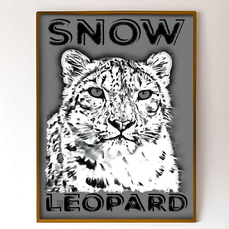 Snow Leopard Print, Snow Leopard Poster, Printable Wall Art, Digital ...