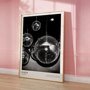 Sparkling Disco Ball Wall Art Black and White Vintage Disco Poster ...