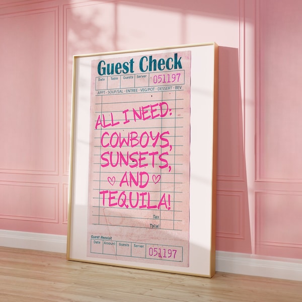 Guest Check Posters - Etsy