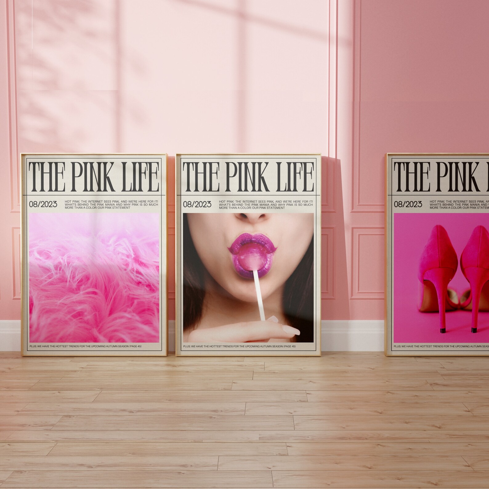 Pink Magazine Cover Wall Art Prints: Girly Room Decor (digital Download ...