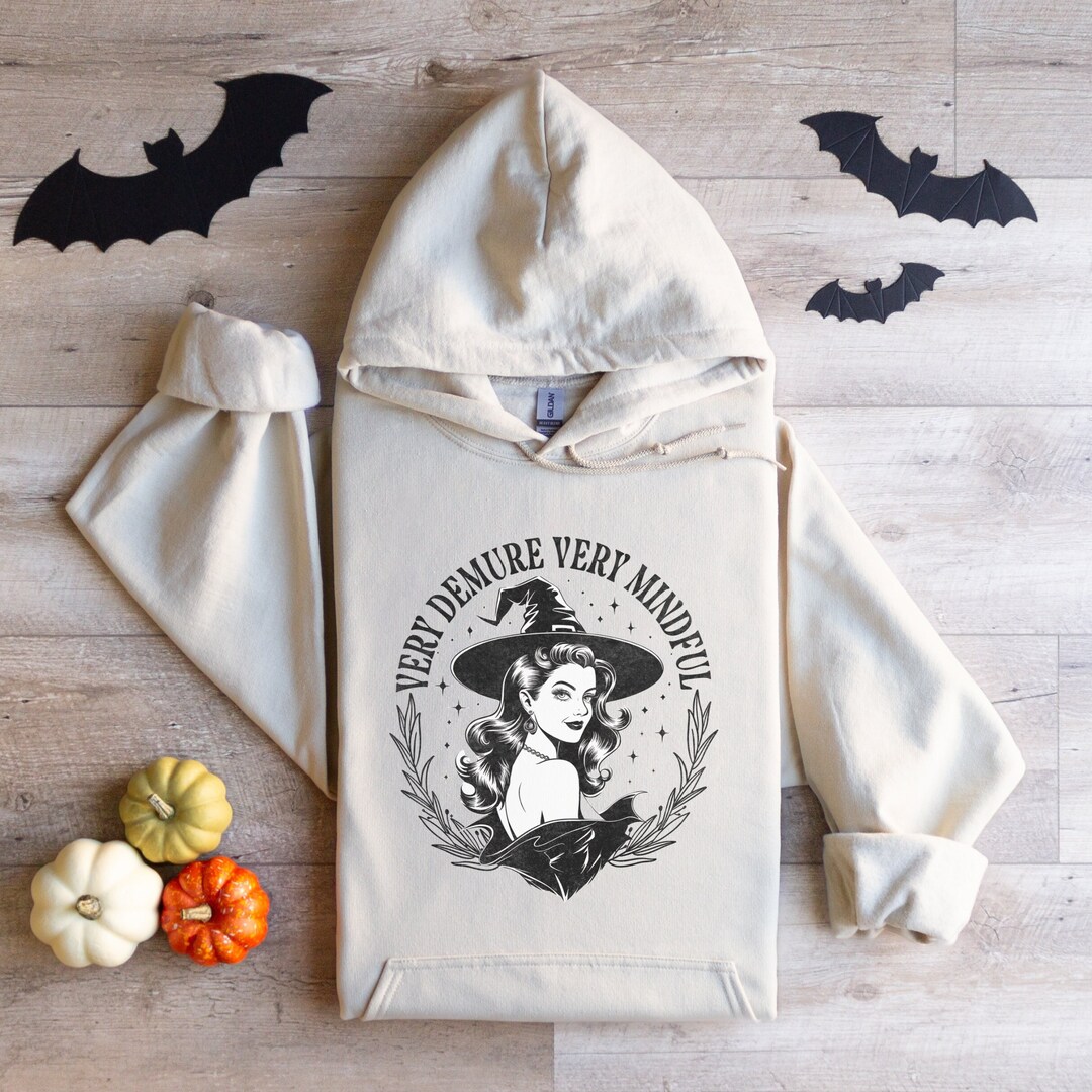 Very Demure Very Mindful Witch Hoodie Hooded Halloween Sweatshirt Retro ...