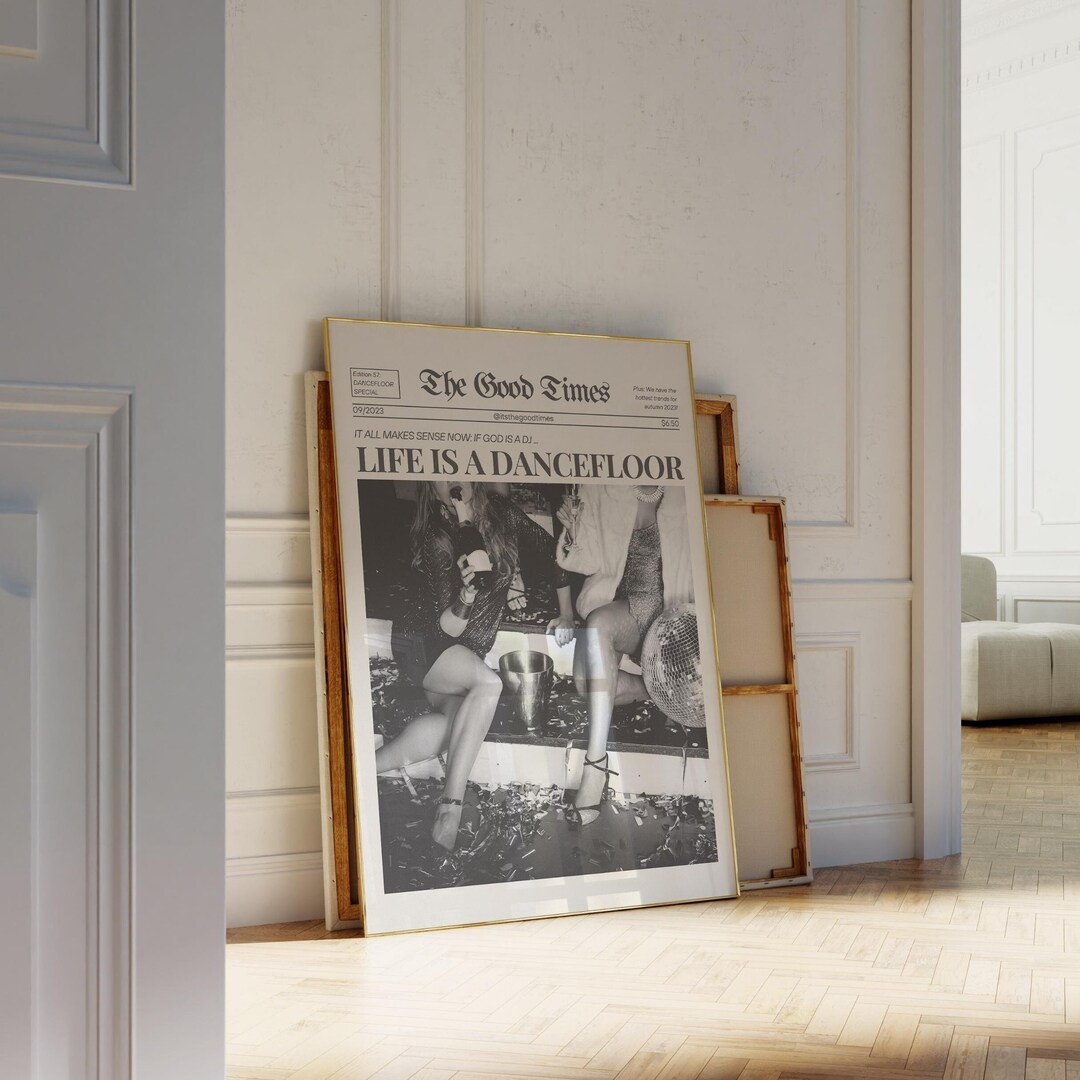 Preppy Party Wall Art Life is A Dancefloor Poster Trendy Newspaper ...