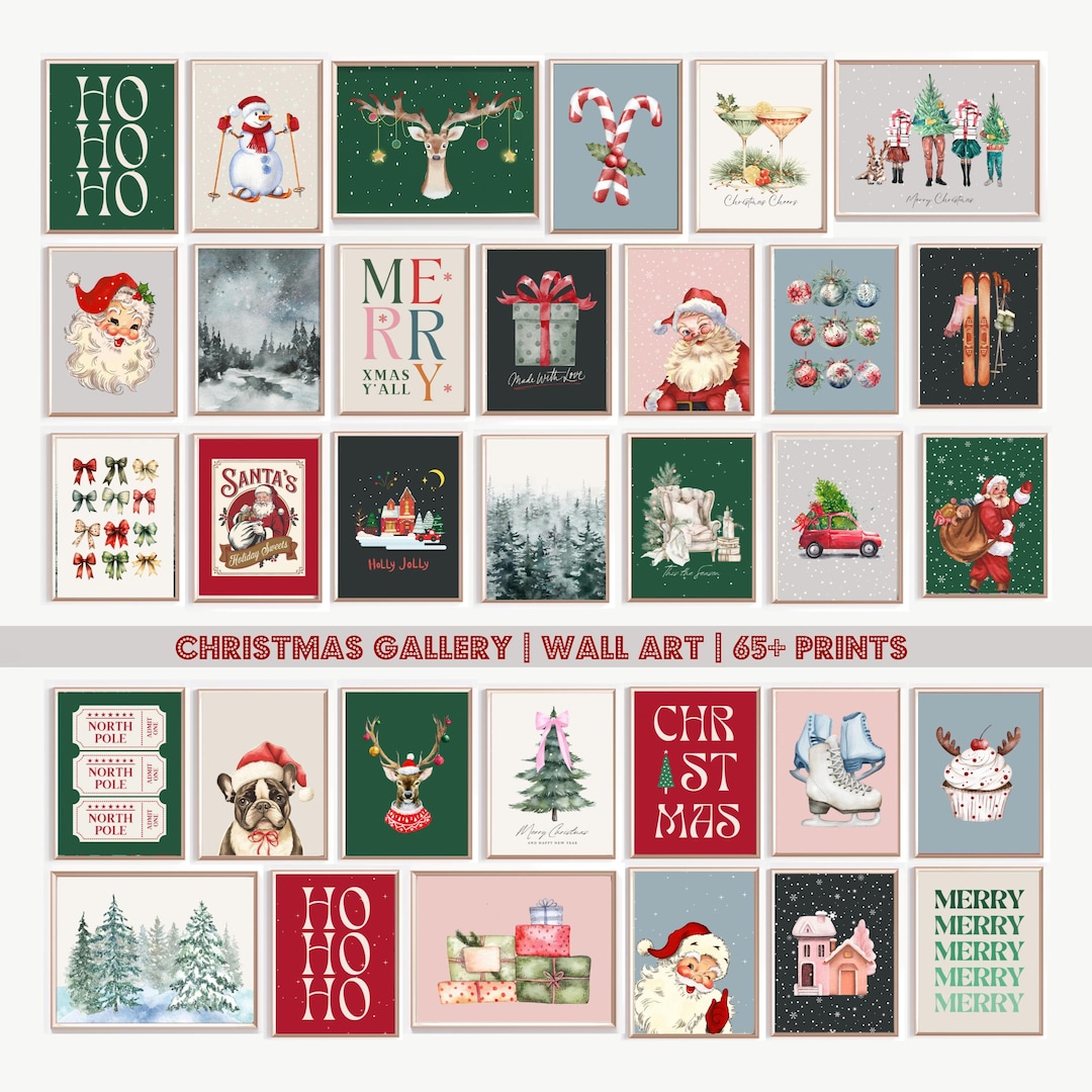 Christmas Gallery Wall Set of 65+ Prints Large Xmas Gallery Cute ...